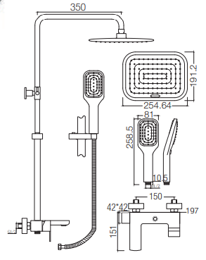 3-Way Exposed Shower Set SWP-BSP-2714 - Saniware
